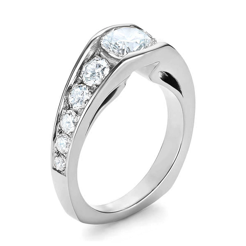 Bezel Round Moissanite Channel Euro Shank Engagement Ring For Women In ...