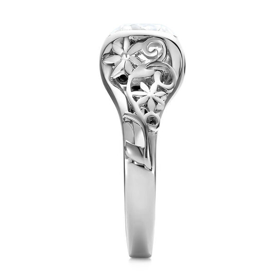 Bezel Round Moissanite Filigree Wide Shank Engagement Ring - ReadYourHeart