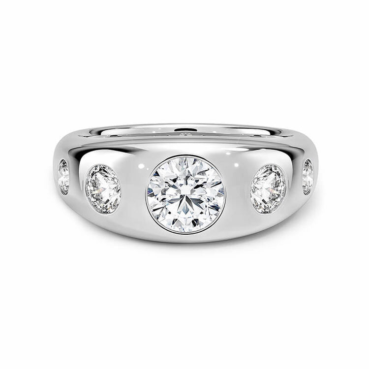 Flush Set Five Stone Moissanite Dome Engagement Ring – ReadYourHeart