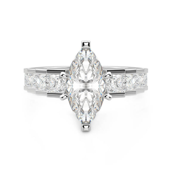 Marquise Cut Moissanite Staircase Channel Set Engagement Ring ...