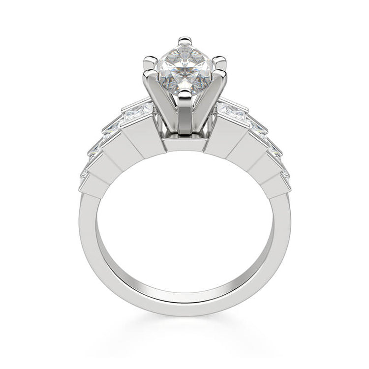 Marquise Cut Moissanite Staircase Channel Set Engagement Ring ...