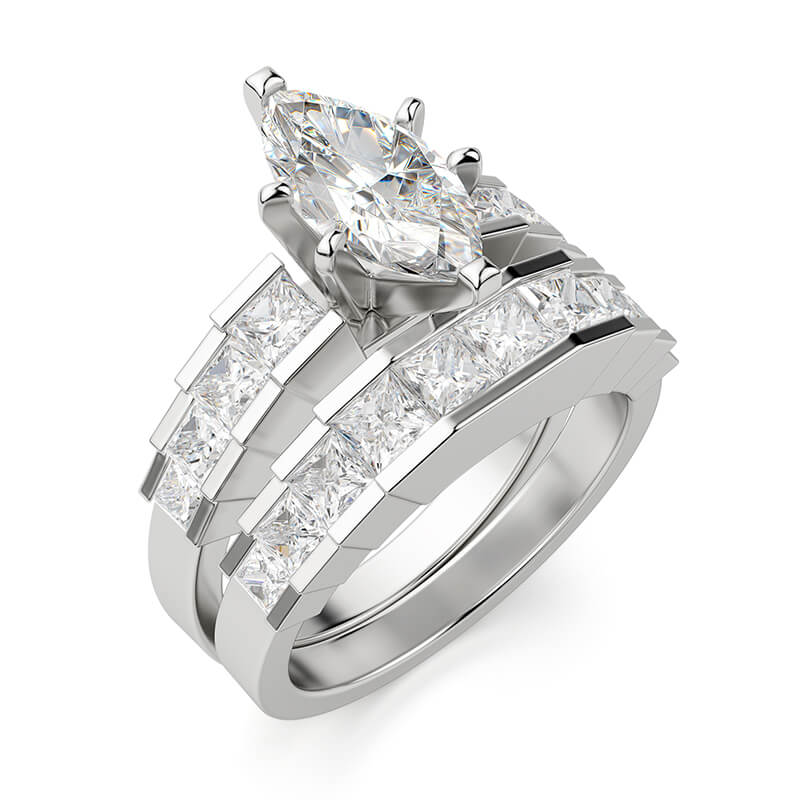 Marquise Cut Moissanite Staircase Channel Set Engagement Ring ...