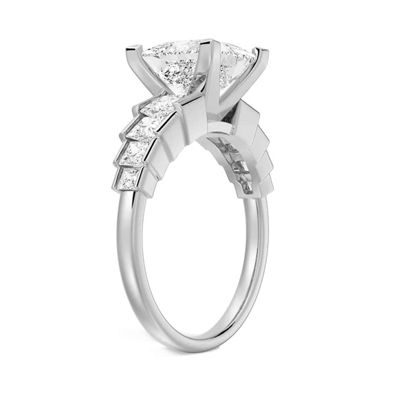 Princess Cut Moissanite Staircase Channel Set Engagement Ring ...