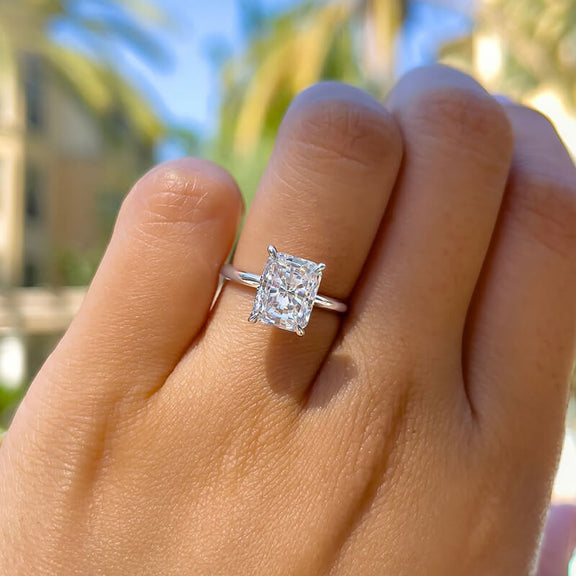 Solitaire Radiant Cut Simulated Diamond Engagement Ring – ReadYourHeart