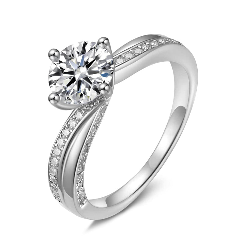 Swirl Bypass Moissanite Pavé Silver Engagement Ring - Read Your Heart ...