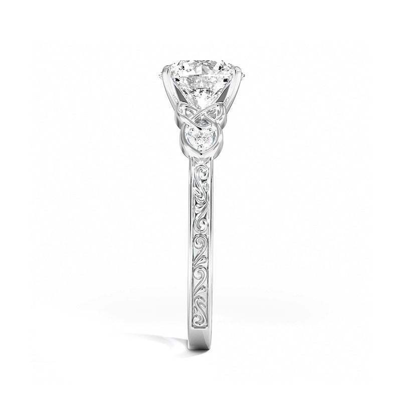 Vintage Three Stone Moissanite Scrollwork Engagement Ring In Sterling ...