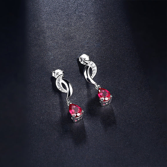 Pear Ruby Sterling Silver Drop Earrings – ReadYourHeart