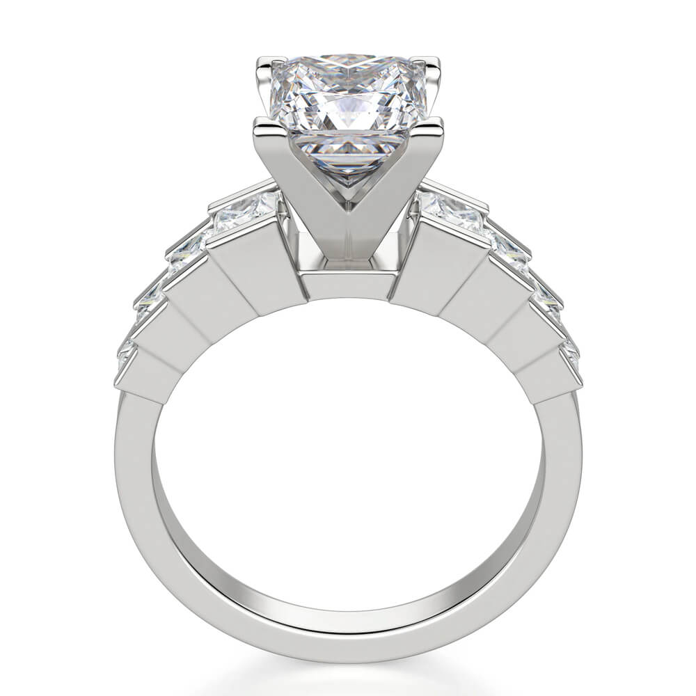 Princess Cut Moissanite Staircase Channel Set Engagement Ring ...